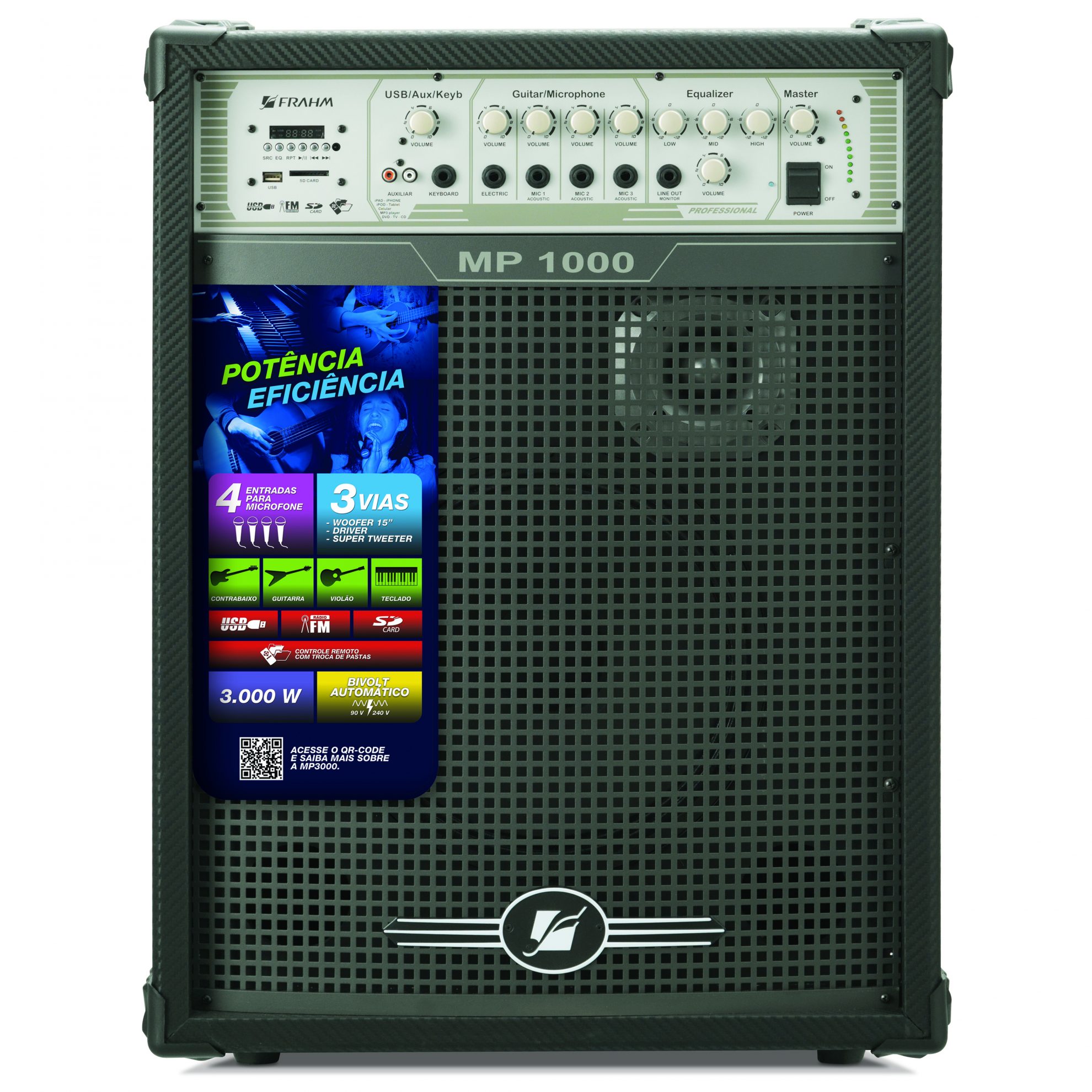 Caixa Amplificada Multiuso Frahm – MP1000 USB FM - Frahm